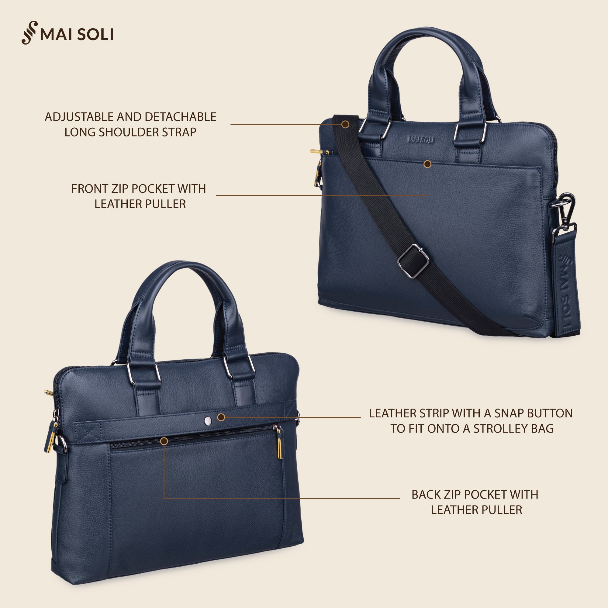 Cooper Slim Laptop Bag - Navy Blue – Mai Soli