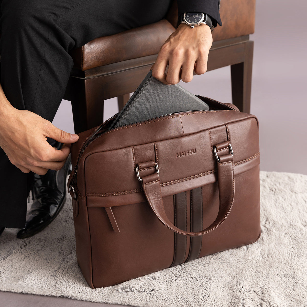 Alpha Laptop Bag - Chestnut Brown – Mai Soli